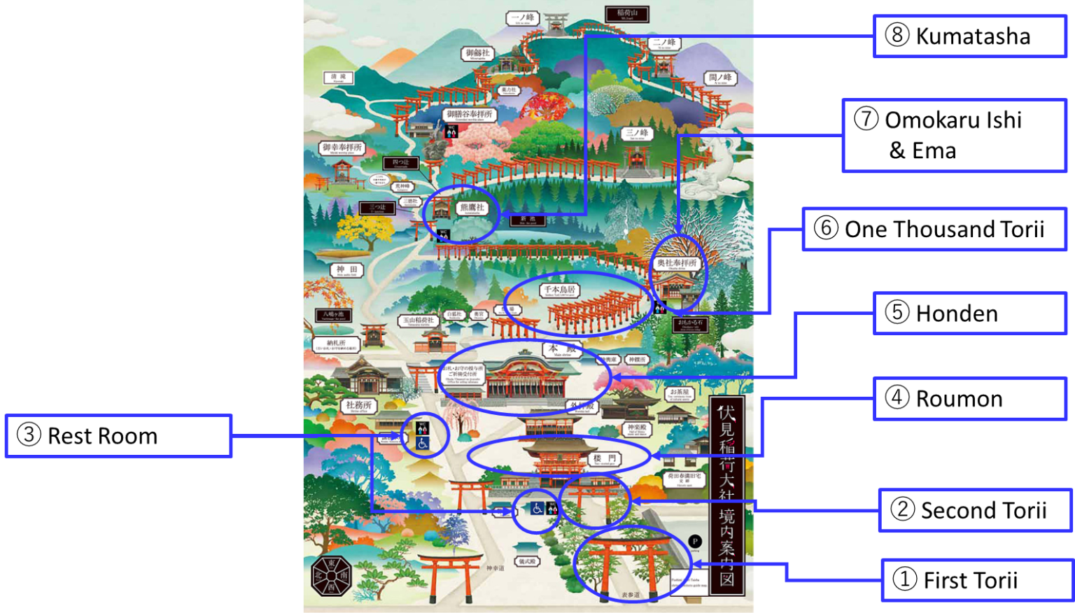 Fushimi Inari Taisha Shrine Map (Table) | Guide Service | Kyoto Welcome ...