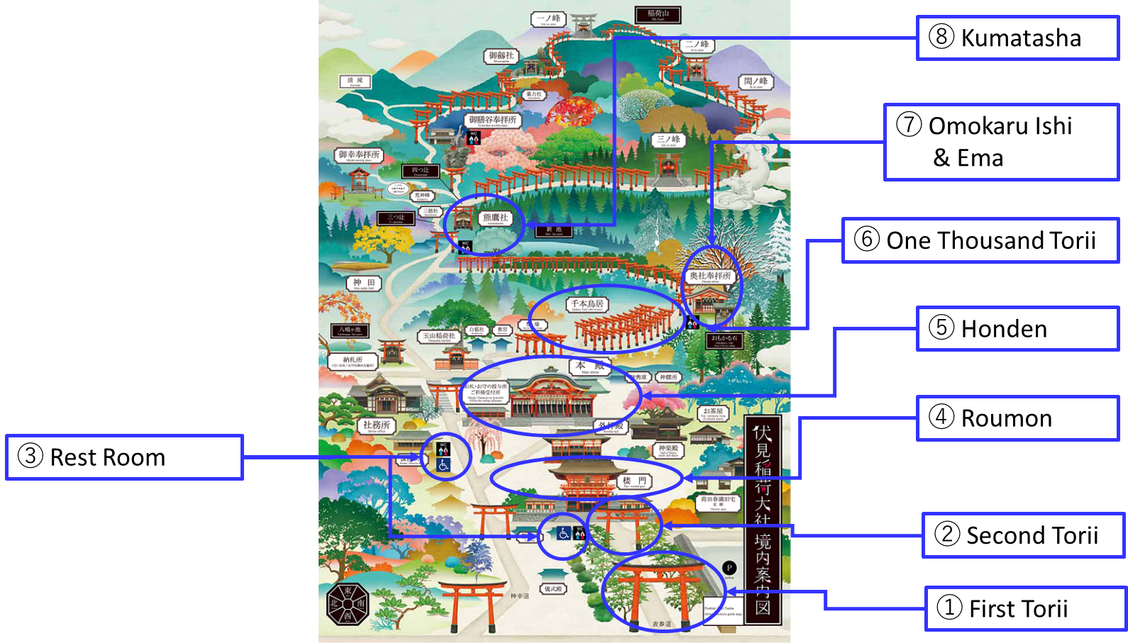 Fushimi Inari Taisha Shrine Map (Table) | Guide Service | Kyoto Welcome ...